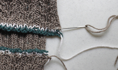 Sunday Knits techniques - Grafting Mrs. Grimmet's weskit and pullover